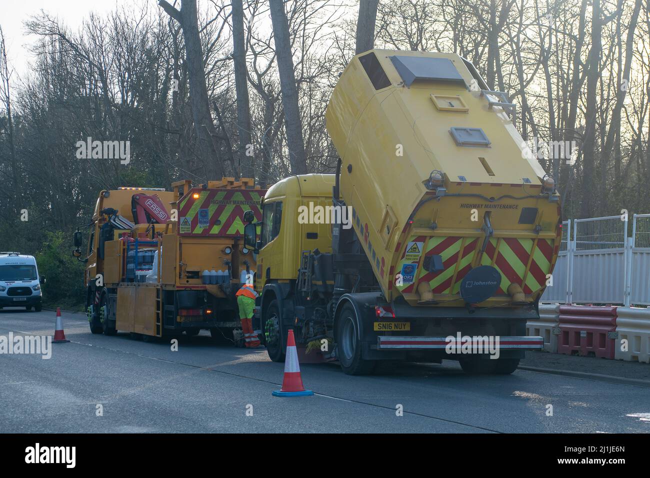 Harefield, Buckinghamshire, UK. 25th March, 2022. The road was being ...