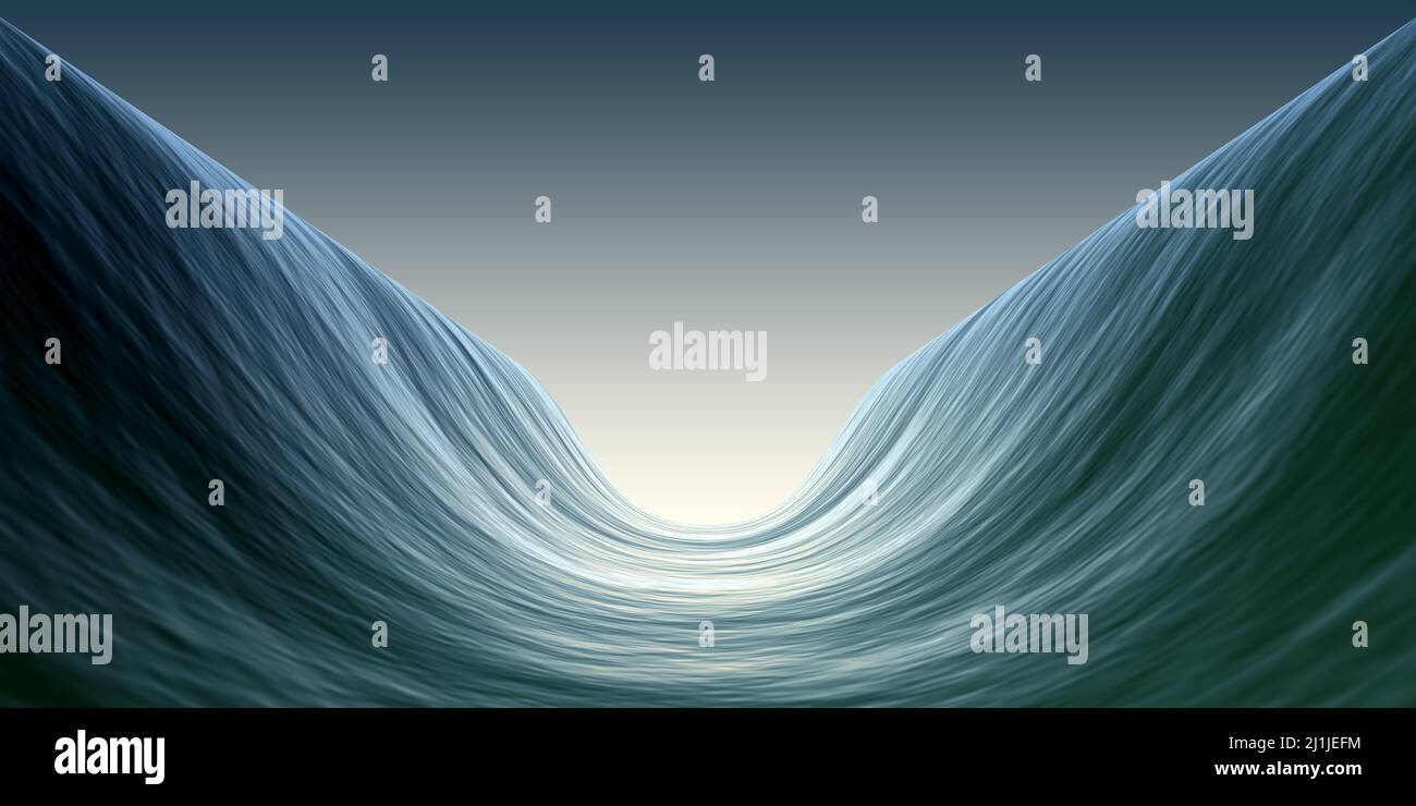 unreal concave ocean surface with horizon. 3d rendering Stock Photo - Alamy