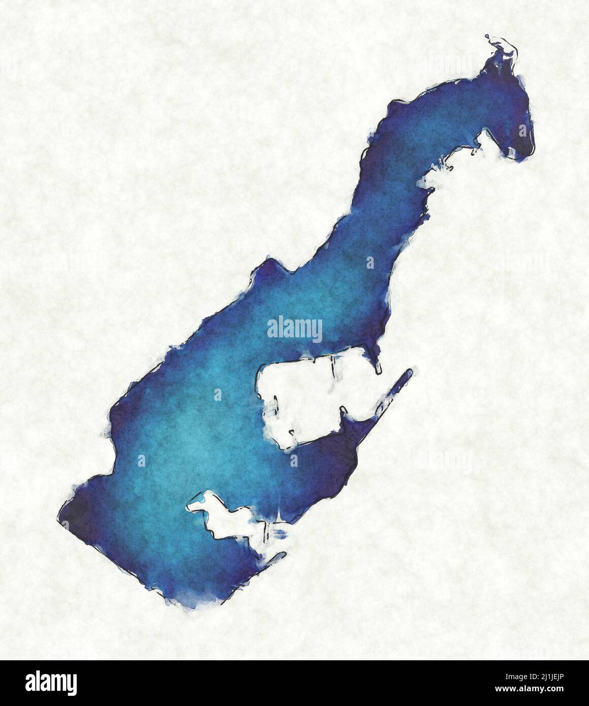 Monaco map with drawn lines and blue watercolor illustration Stock ...