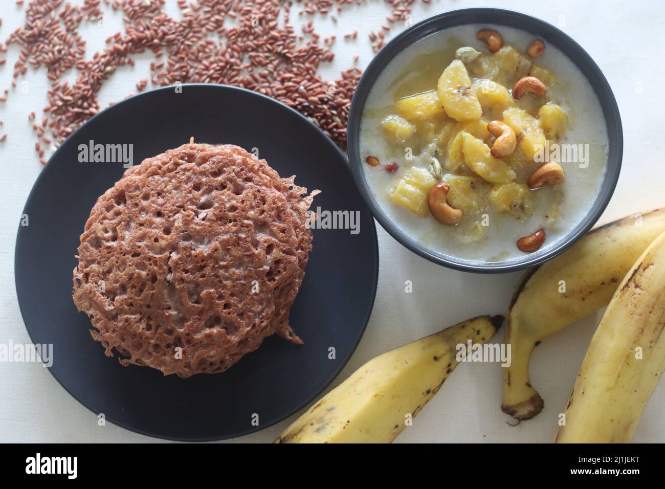 Red rice pancakes. Pancakes made of a fermented batter of red rice and ...