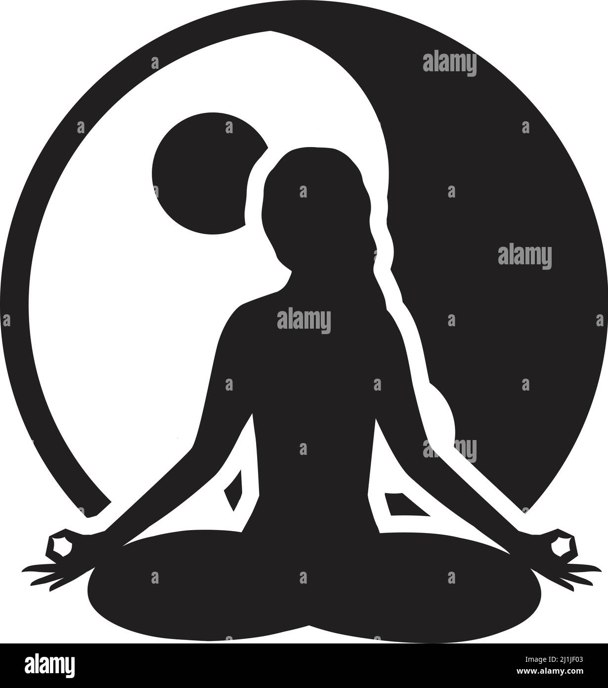 woman in yoga pose in front of yin yang symbol Stock Vector Image & Art ...