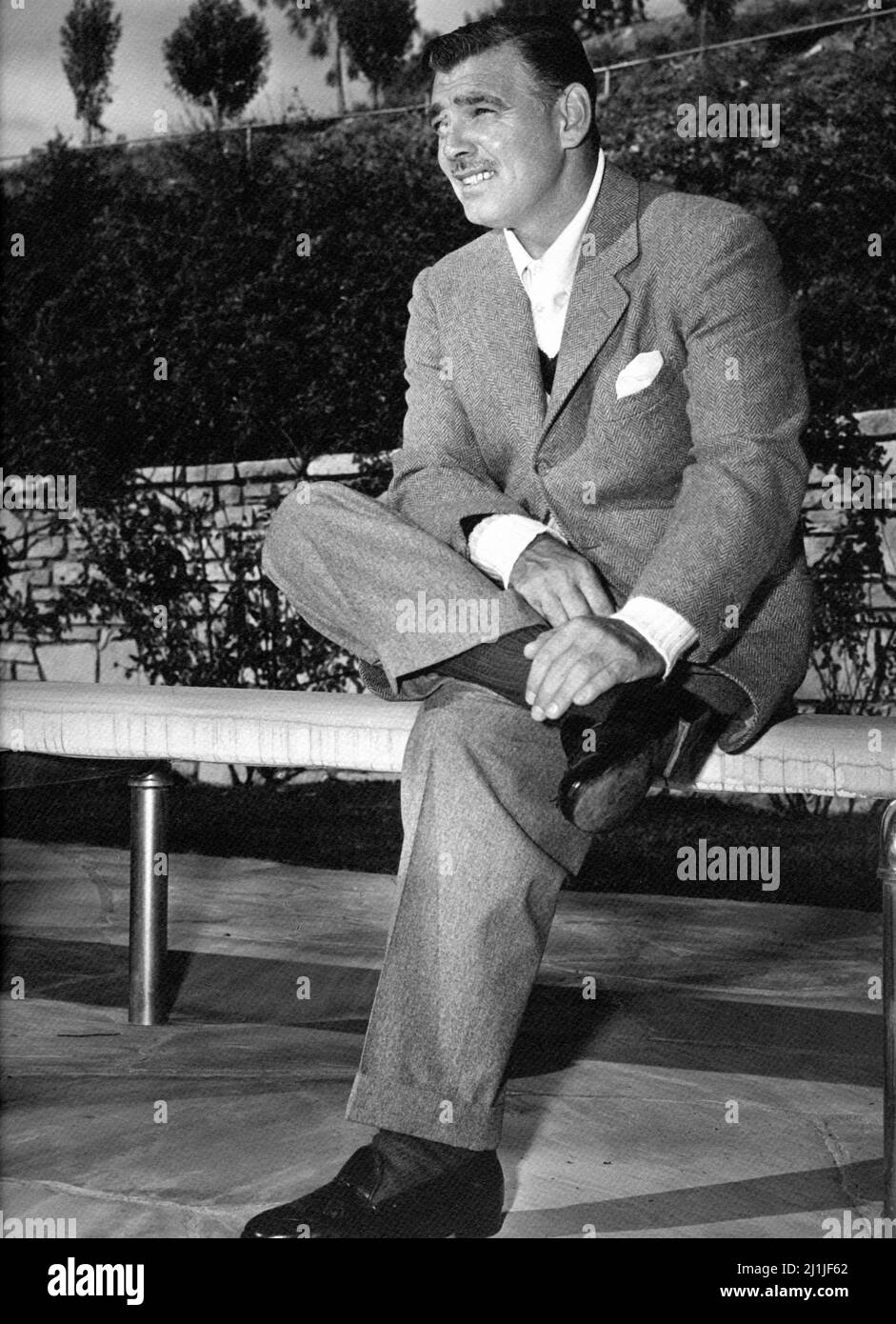 CLARK GABLE next to Swimming Pool at his Ranch Home in Encino ...