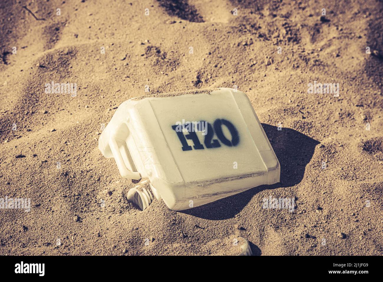 Unclean water cans as problem of climate change on earth. Climate ...