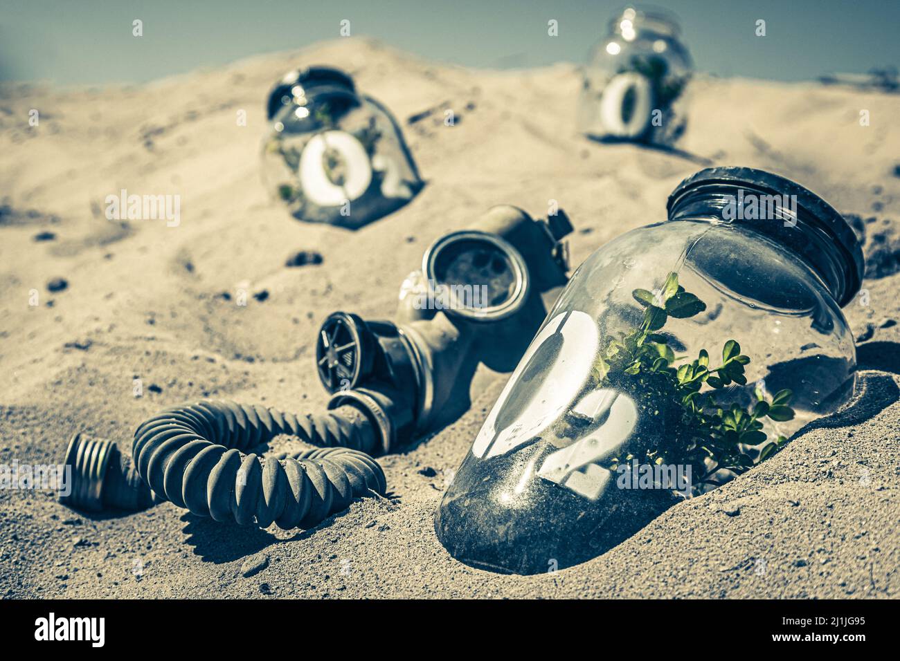 Odd oxygen mask as air pollution problem. As a symbol of the lack of ...