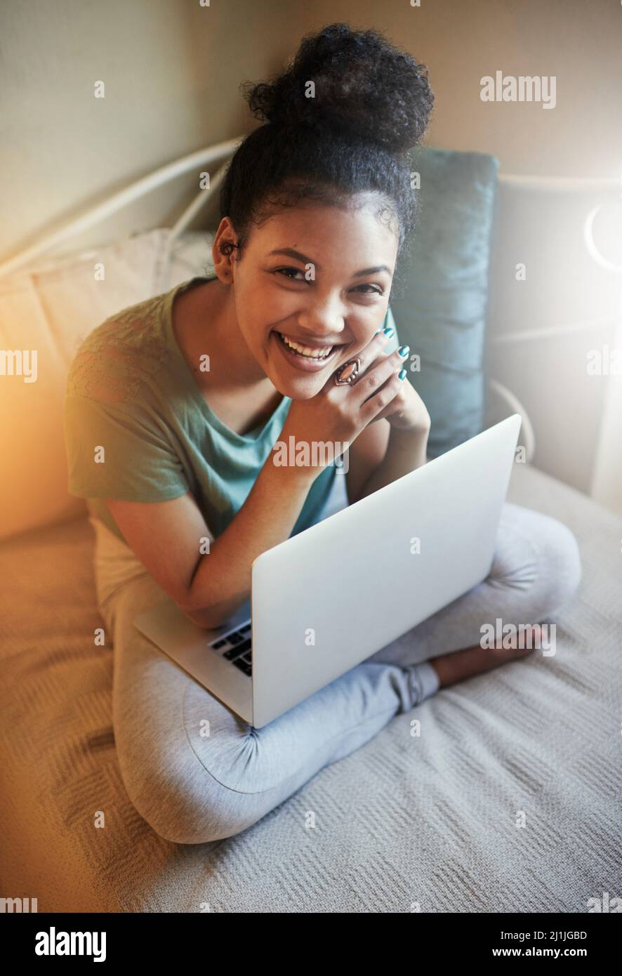 Some subjects just make me smile. High angle portrait of a young female ...