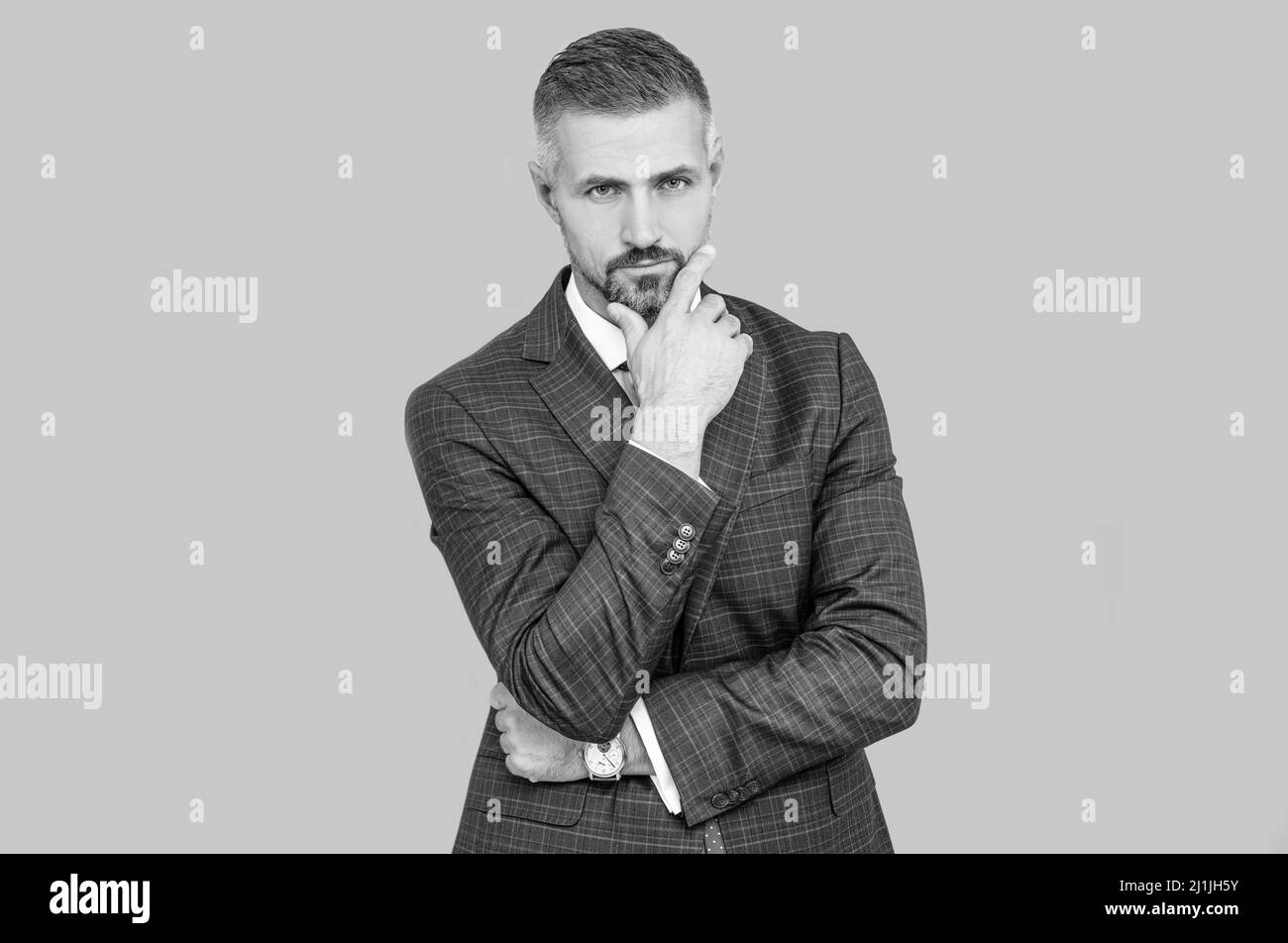 Making man look great. Professional man grey background. Formal style ...