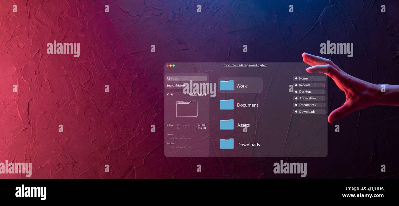 Document management concept. Virtual screen icons Document Management ...