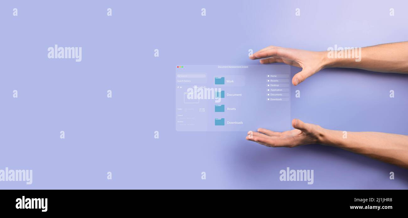 Document management concept. Virtual screen icons Document Management ...