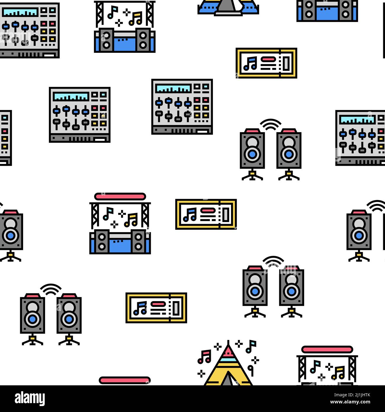 Music Festival Band Equipment Vector Seamless Pattern Stock Vector ...