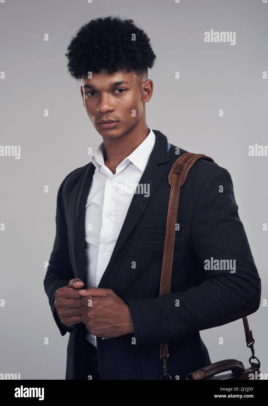 Next stop, success. Studio portrait of a confident young businessman ...