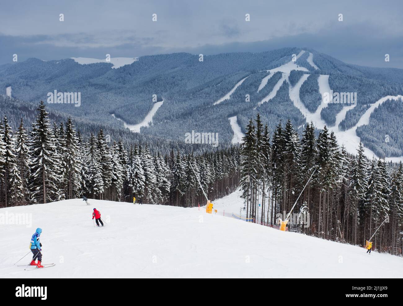 winter mountain landscape with skiing slope Stock Photo - Alamy