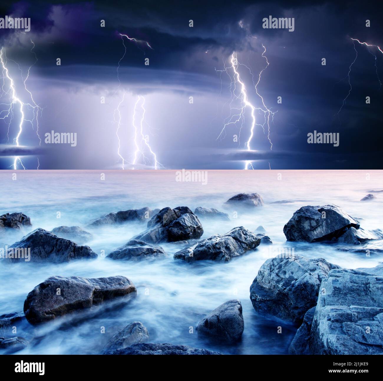 summer storm beginning with lightning Stock Photo - Alamy