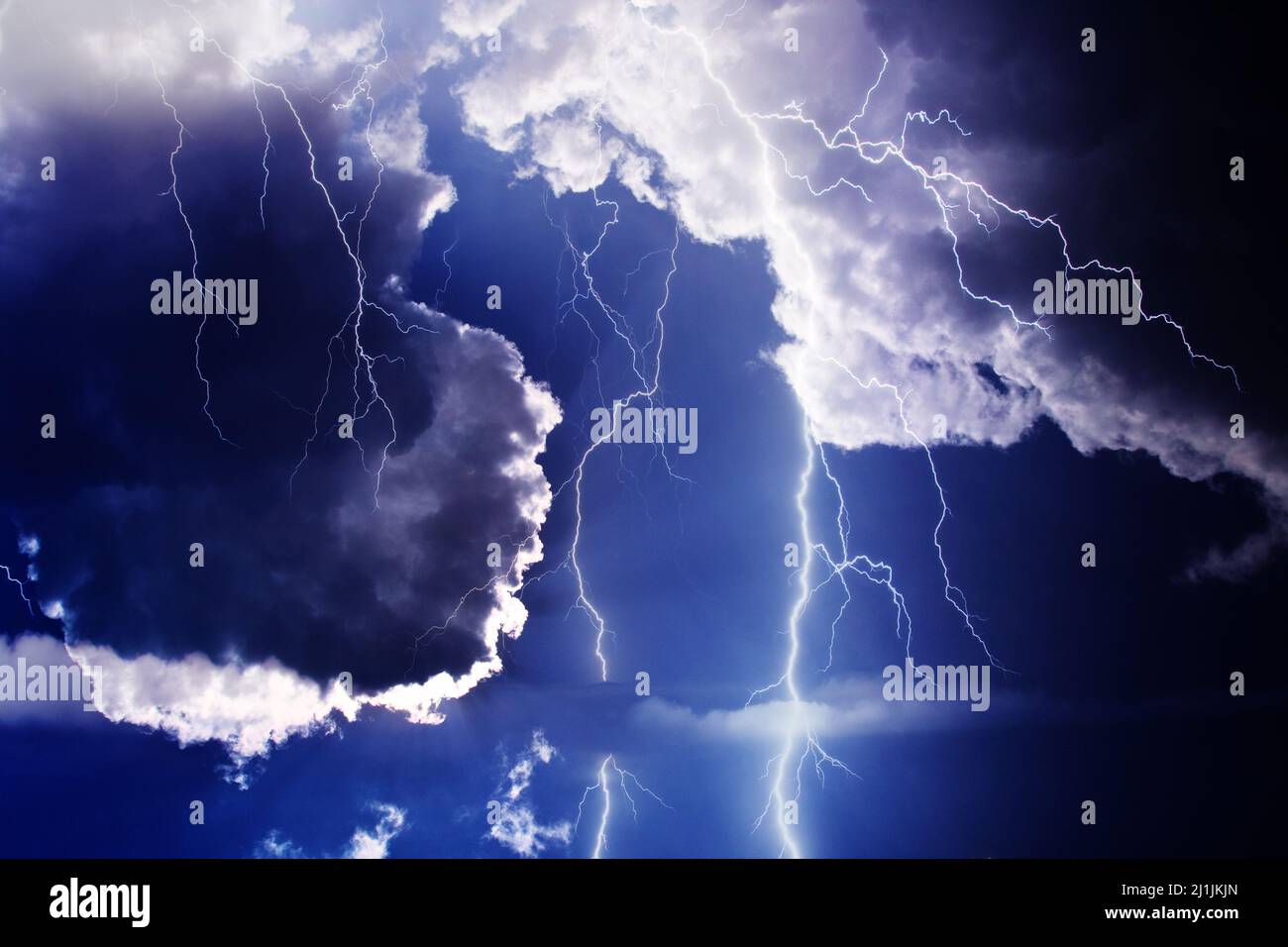 Dark ominous clouds. Thunderstorm with lightning Stock Photo - Alamy