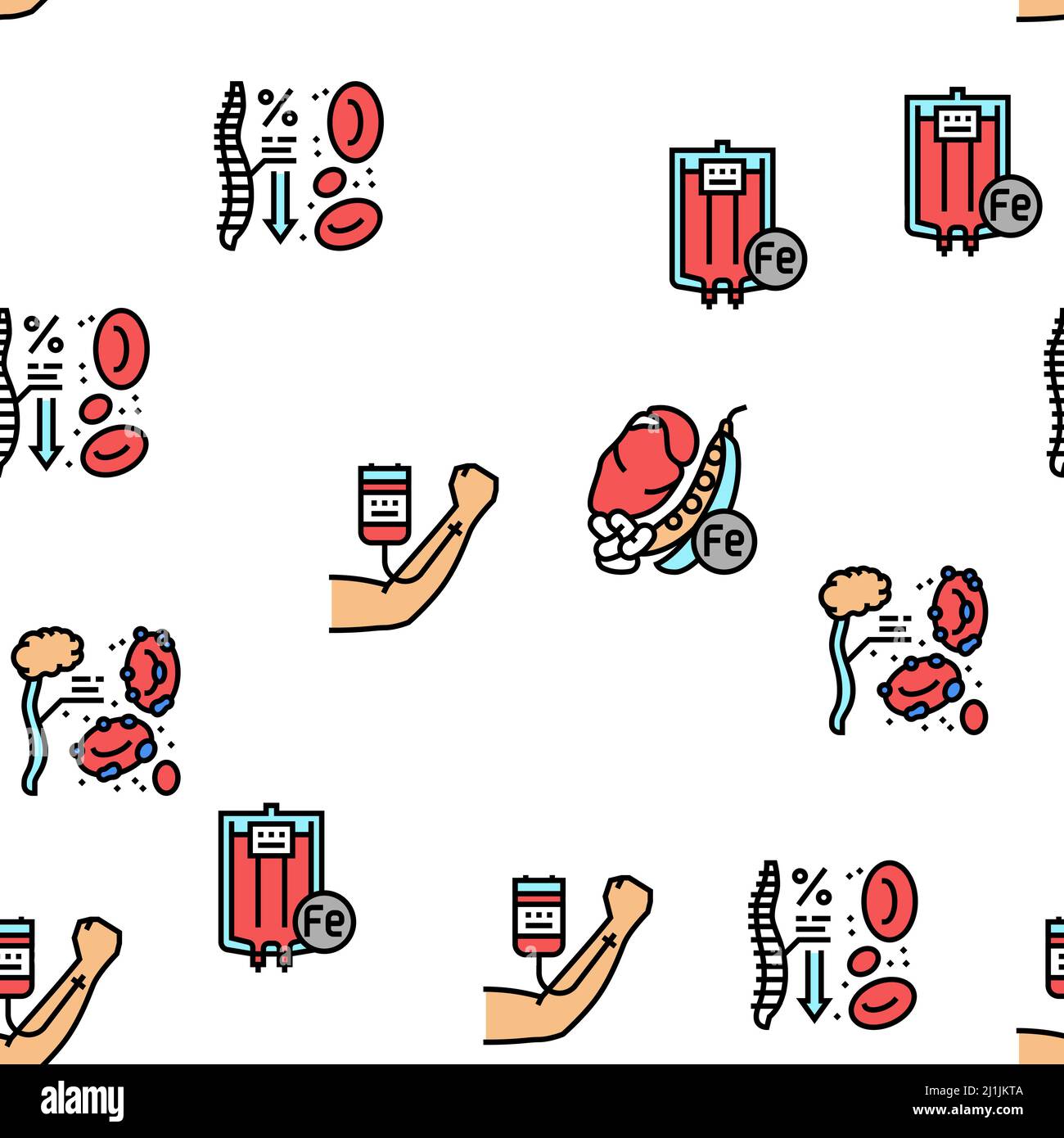 Anemia Patient Health Problem Vector Seamless Pattern Stock Vector ...