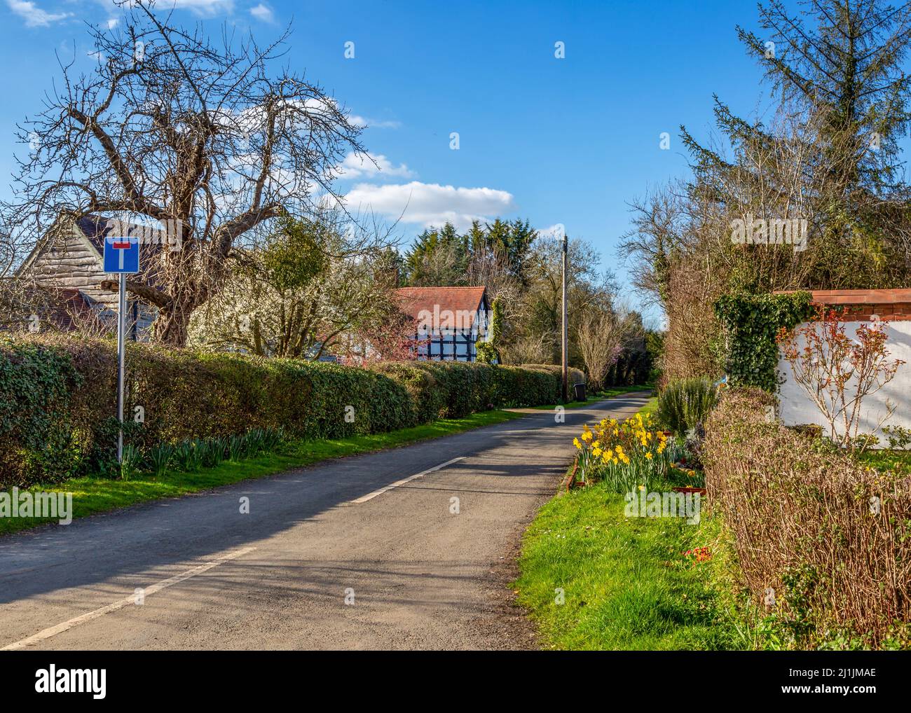 Street view, Church Lane in Dormston, Worcestershire, England Stock ...