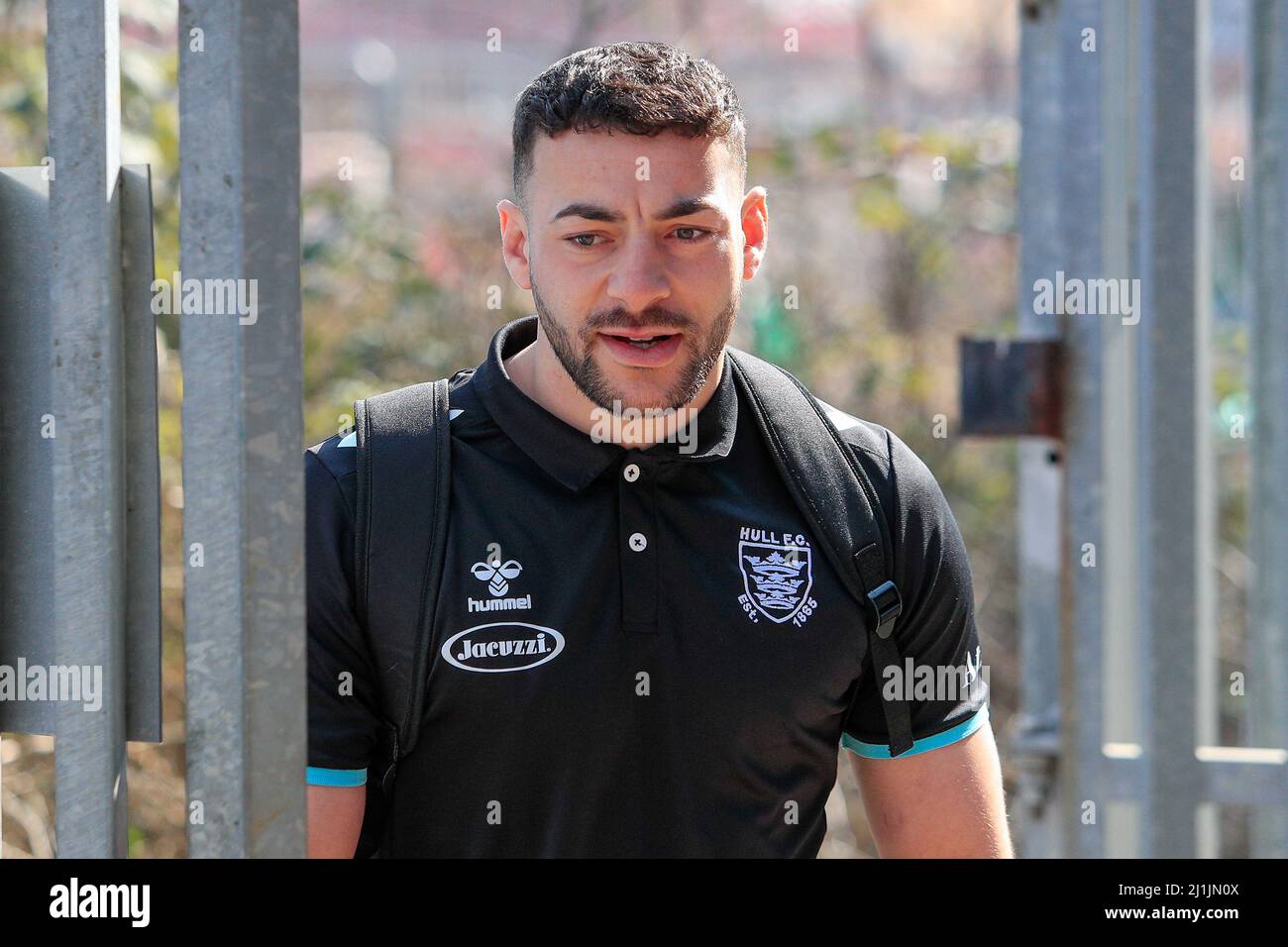 Jake Connor #1 of Hull FC arrives at The Millennium Stadium ahead of ...