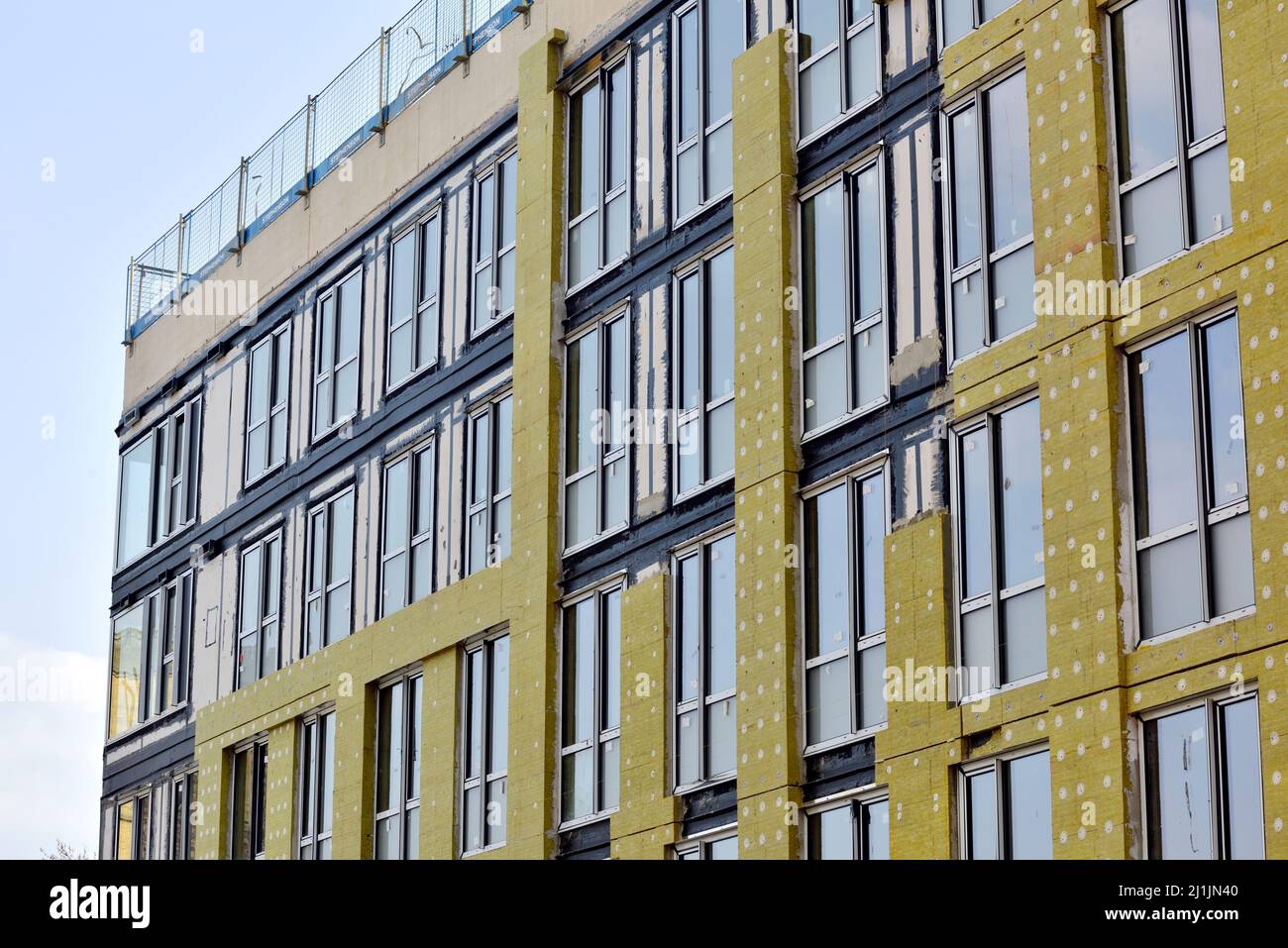 External rock wool thermal and fireproof insulation board installed on ...