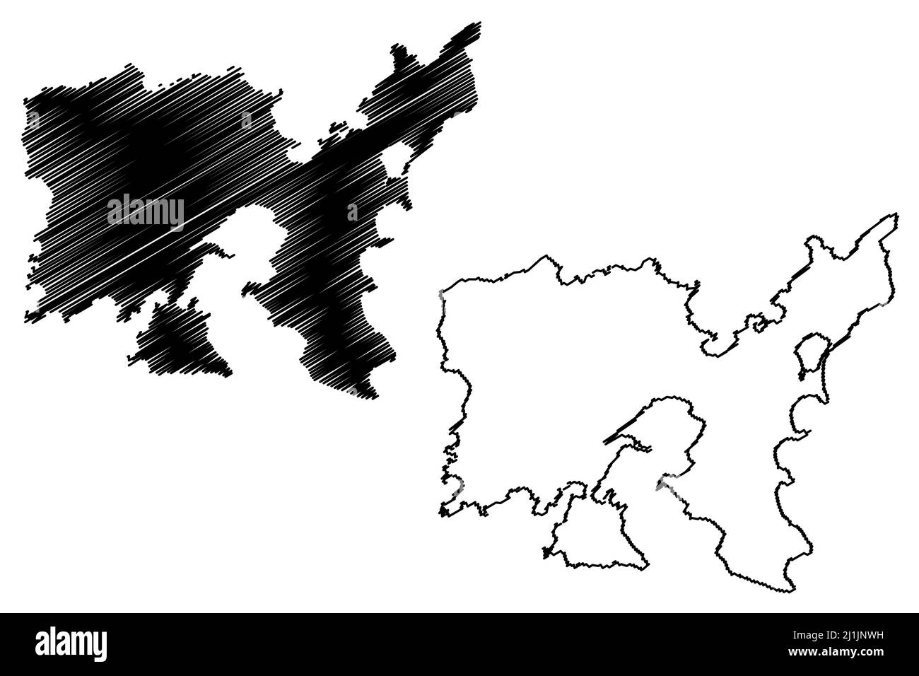 Lemnos island (Hellenic Republic, Greece) map vector illustration ...