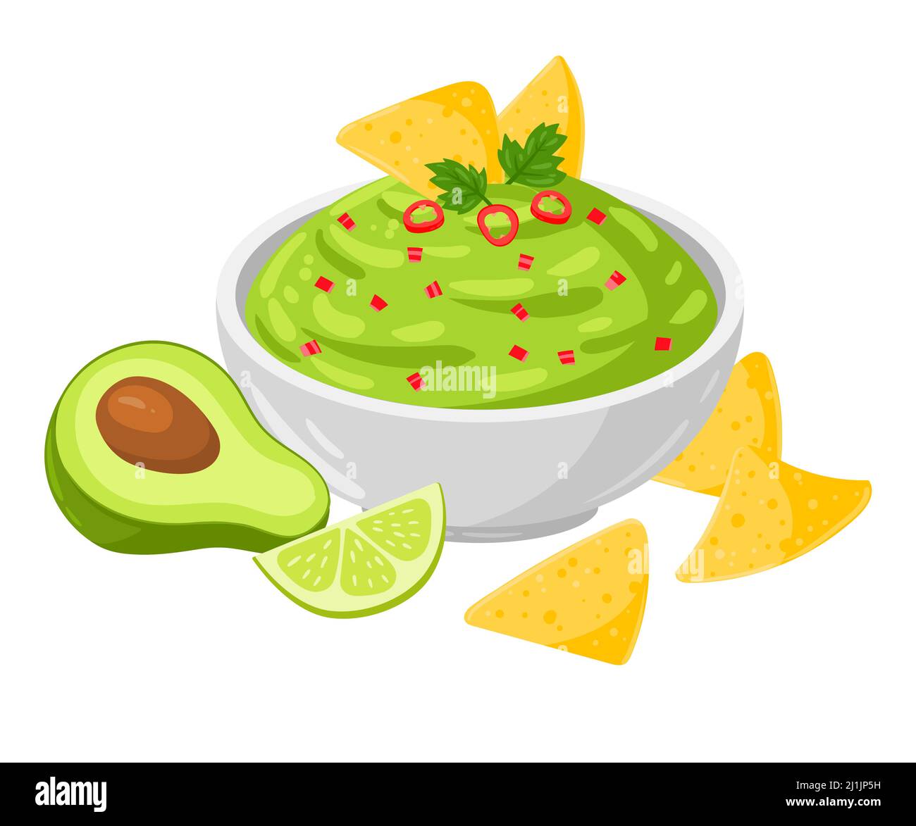 Cartoon Guacamole with vegetables, vector illustration, Mexican ...