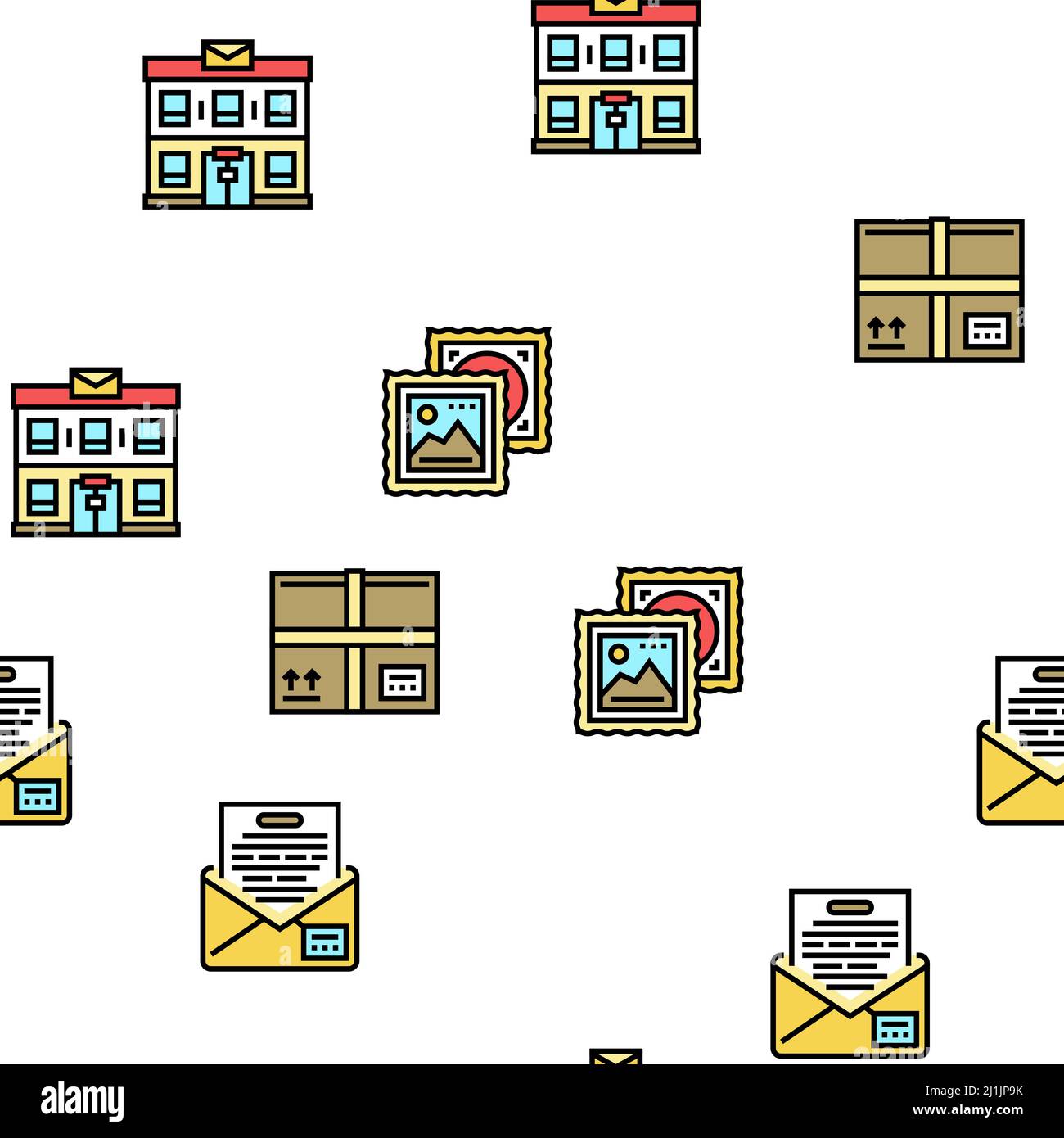 Post Office Delivery Service Vector Seamless Pattern Stock Vector Image ...