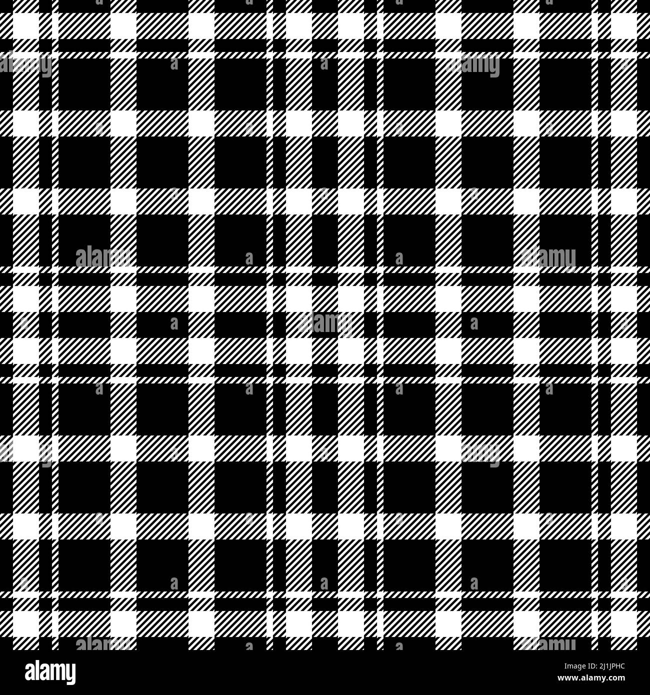 Plaid seamless pattern in black and white. Check fabric texture. Vector ...