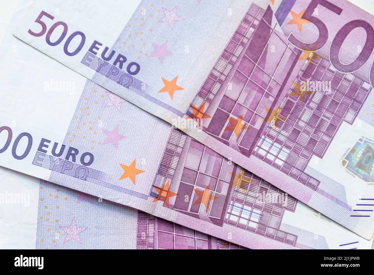 Bunch of european 500 euro bank notes for international crowd funding ...