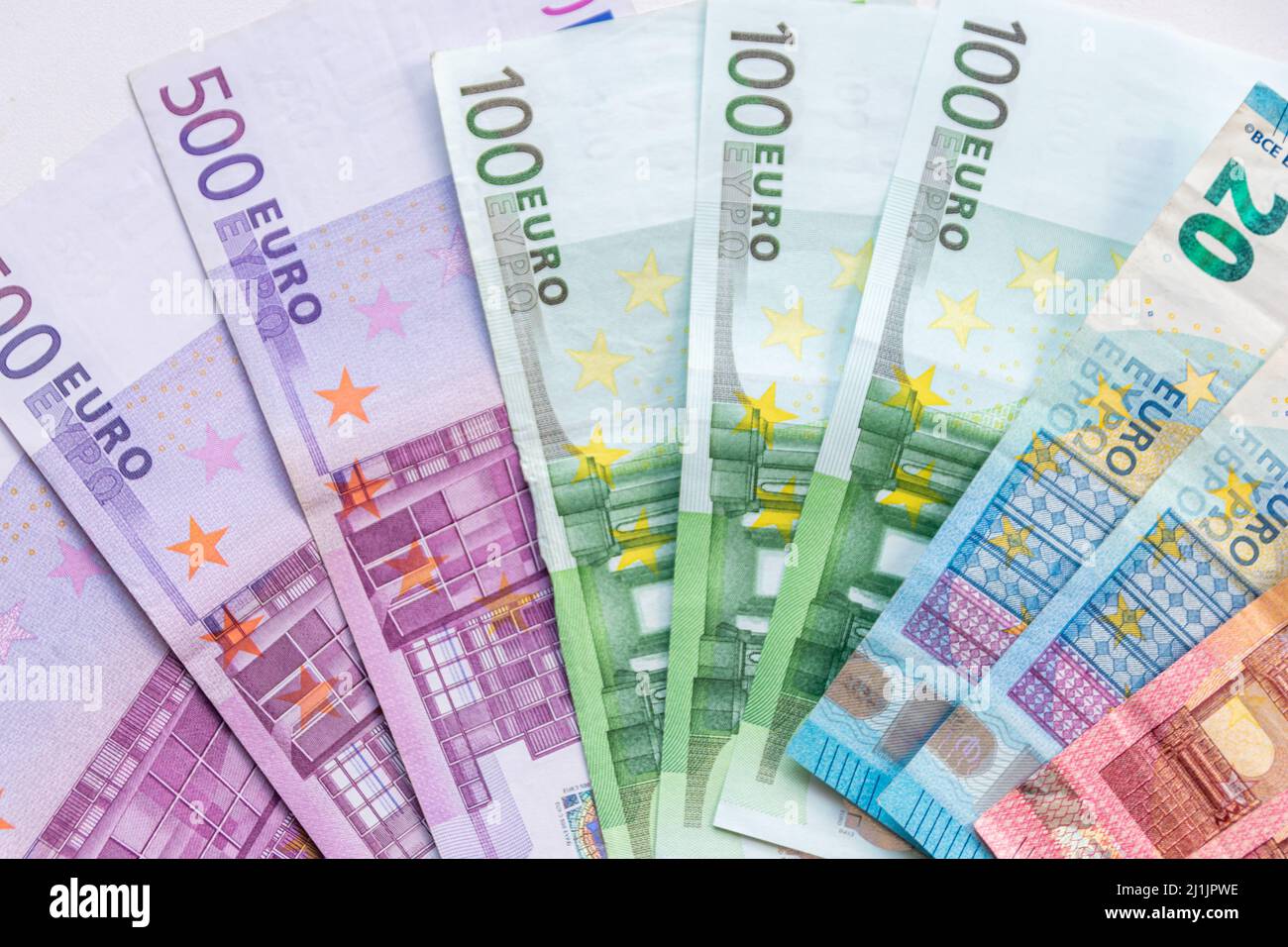 Bunch of different european euro bank notes for international crowd ...