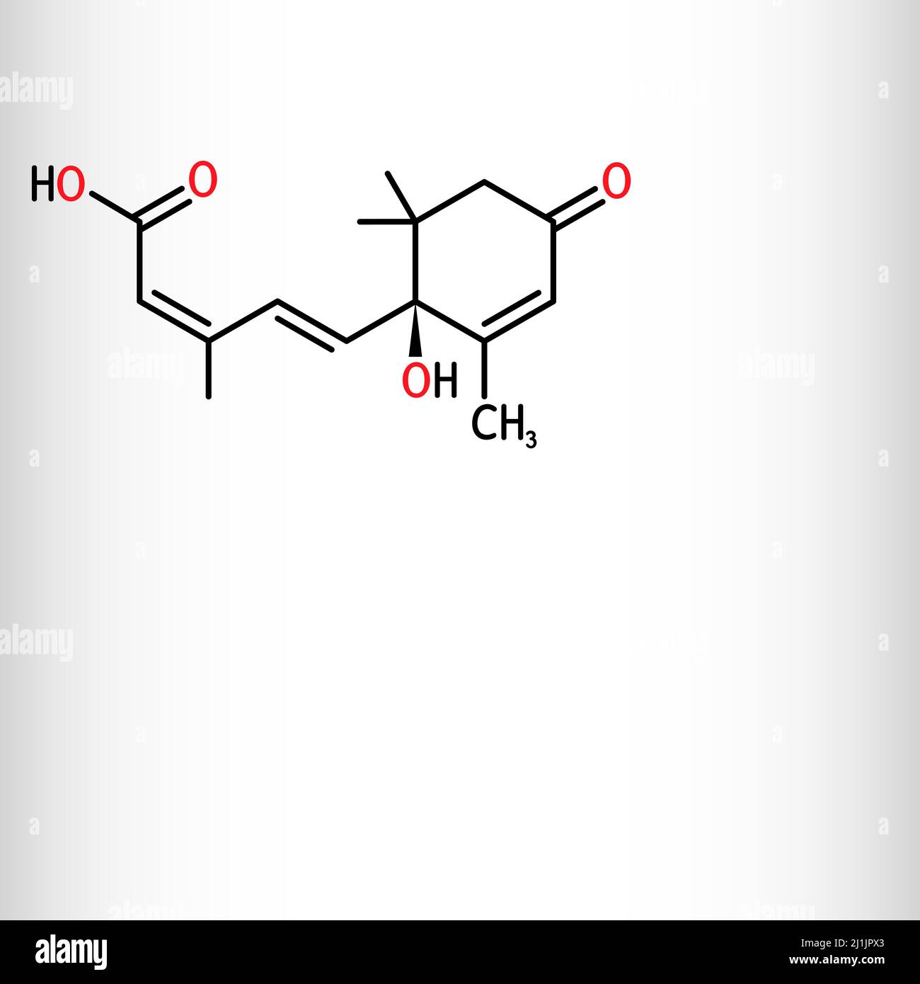 Abscisic acid, ABA molecule. It is dormin, plant hormone. Structural ...