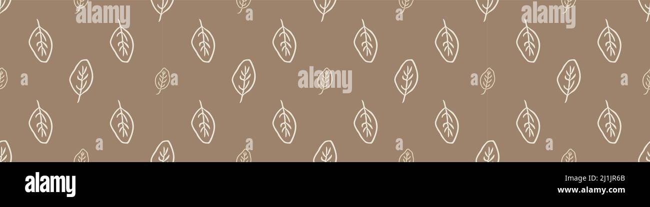 Gender neutral foliage seamless vector border. Simple whimsical 2 tone ...