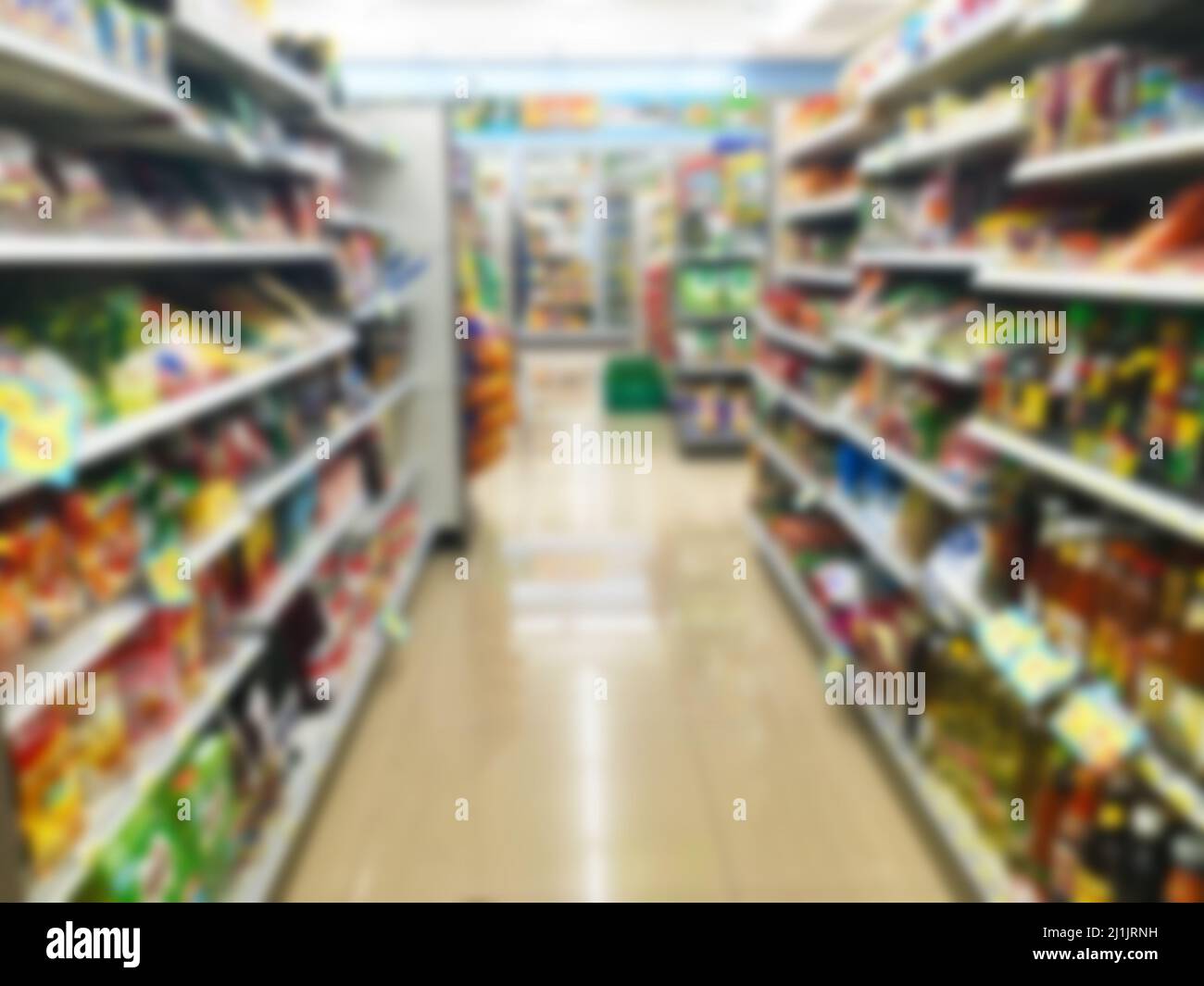 Blurred convenience store shelves Stock Photo - Alamy