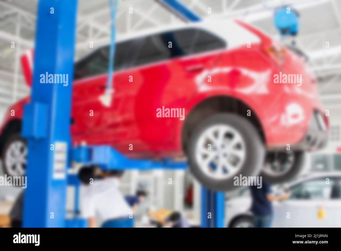 car repair service station blur background Stock Photo - Alamy