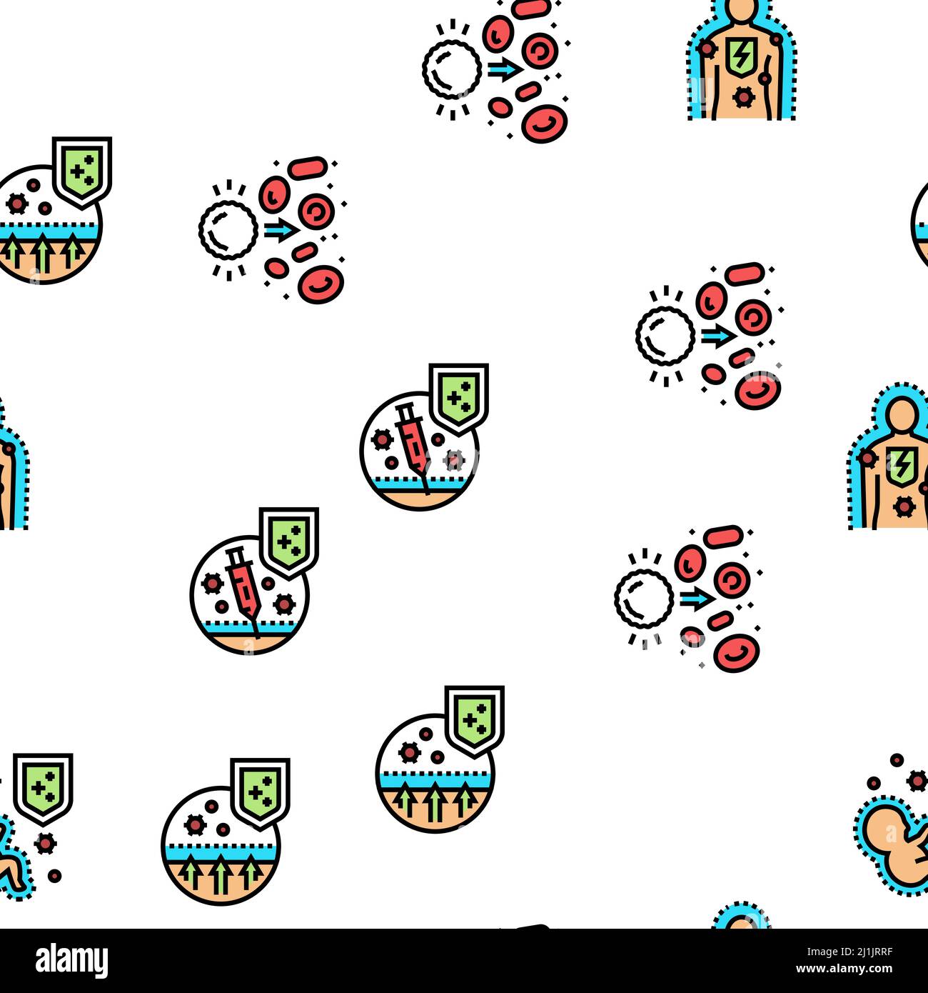 Immune System Disease And Treat Vector Seamless Pattern Stock Vector ...