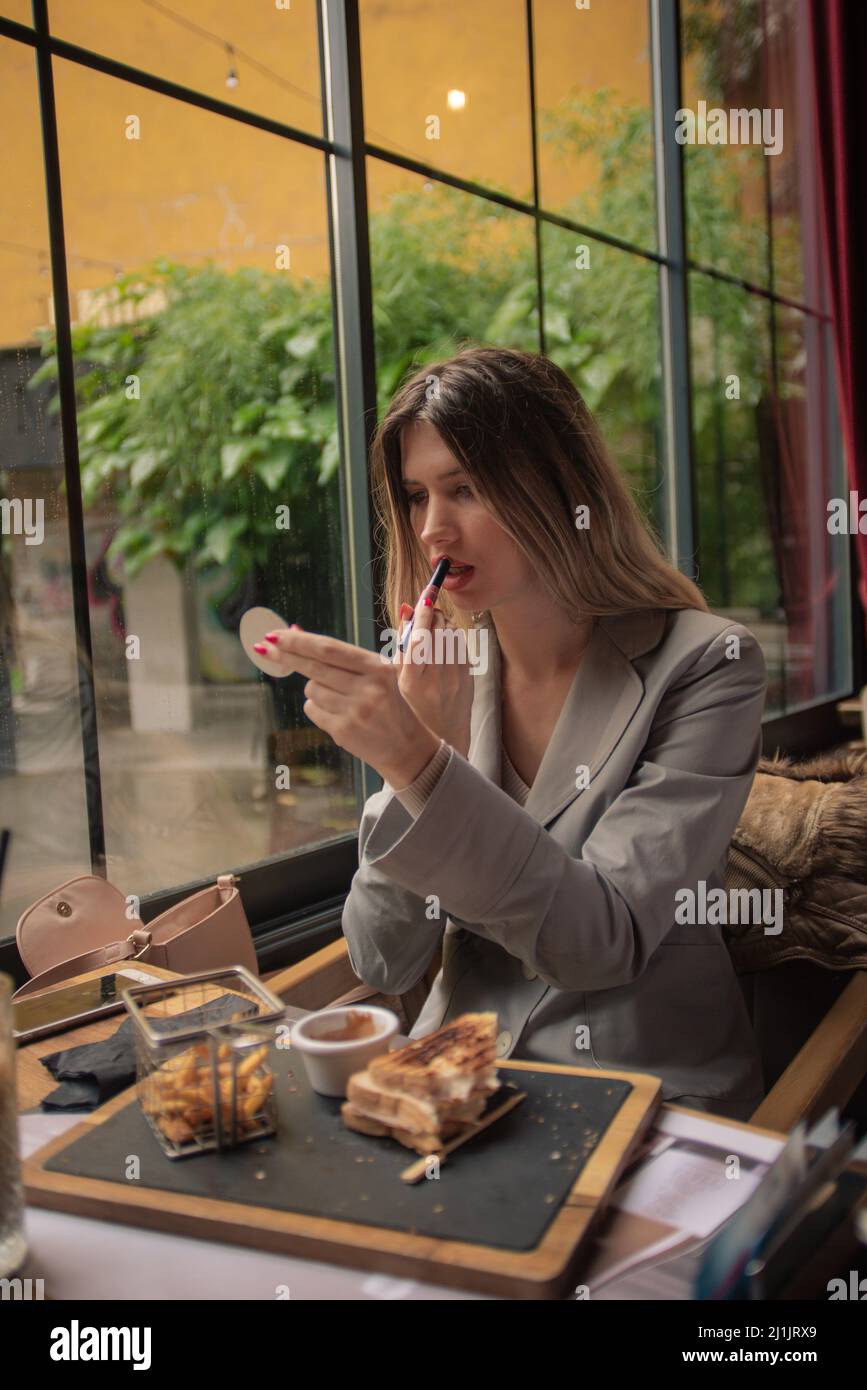 Girl after eating chocolate hi-res stock photography and images - Alamy