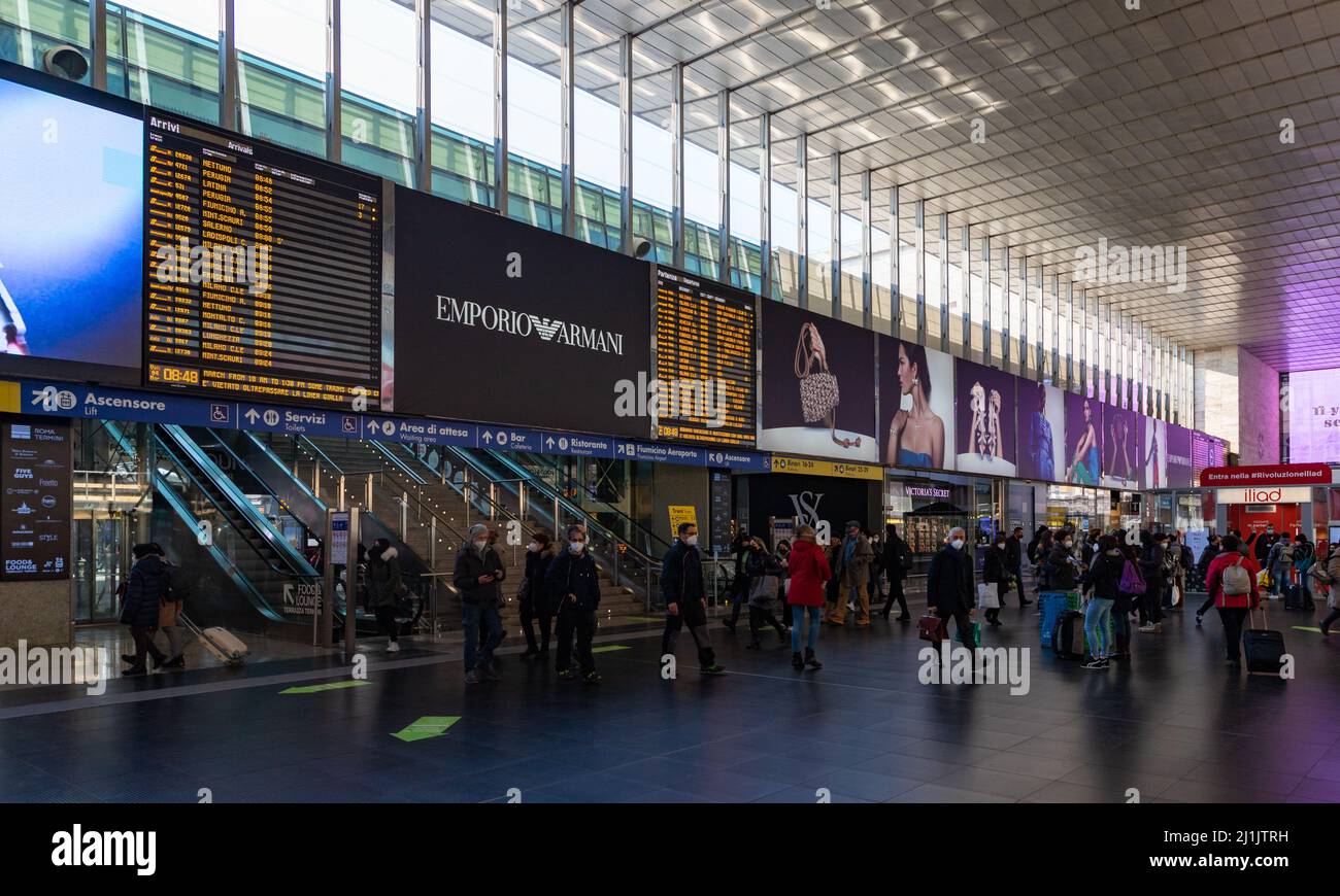 A picture of the interior of the Roma Termini station and ...