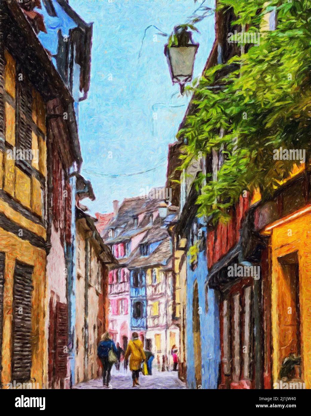 Colorful painting modern artistic artwork, drawing in oil European ...