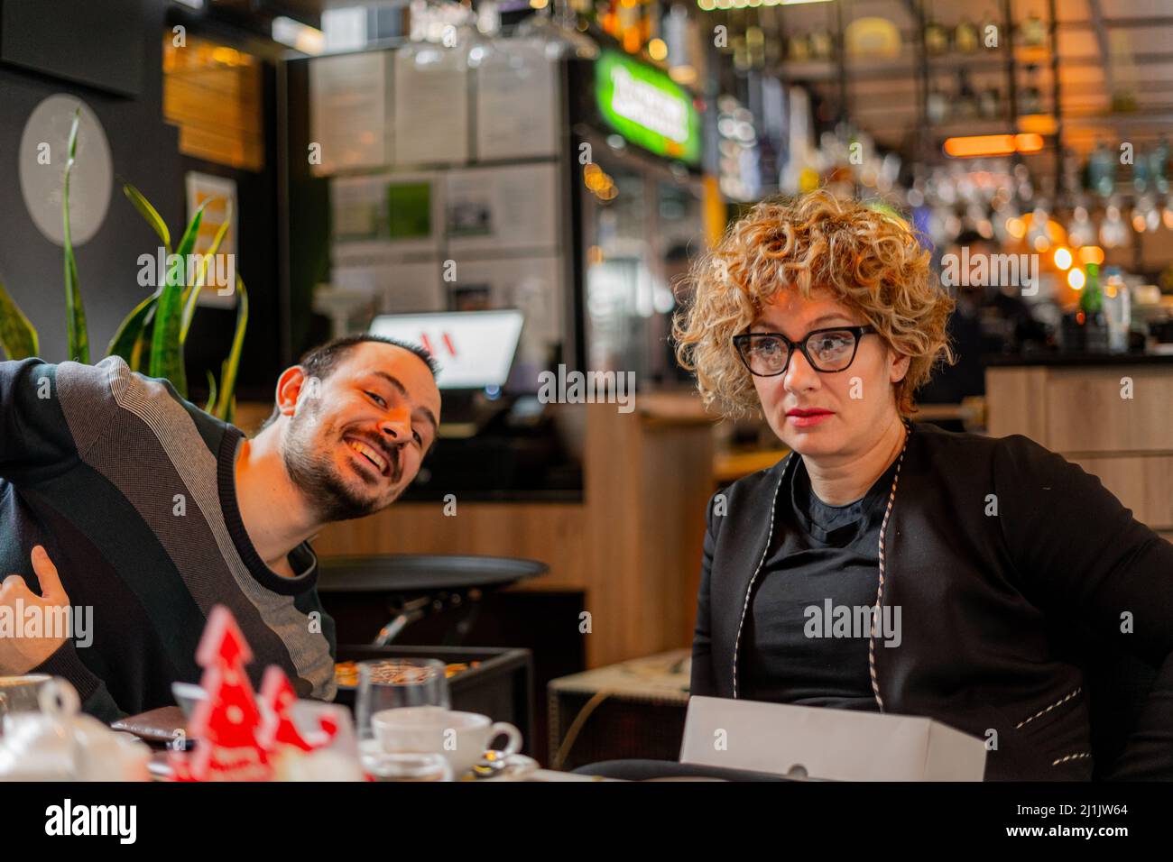 Amazing businesswoman is talking while her assistent is smiling Stock ...