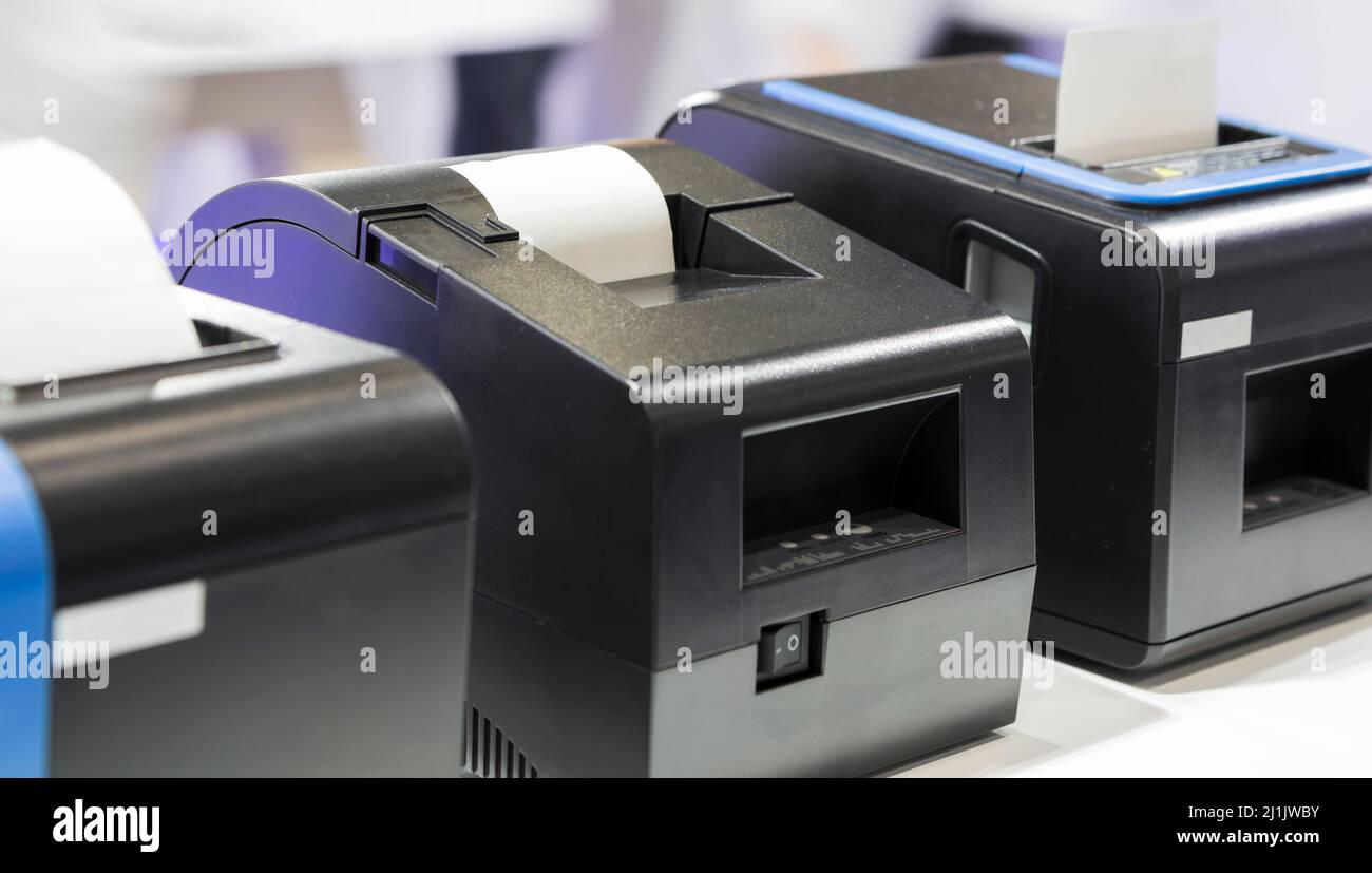 paper slip exit from thermal printer ; business background Stock Photo ...