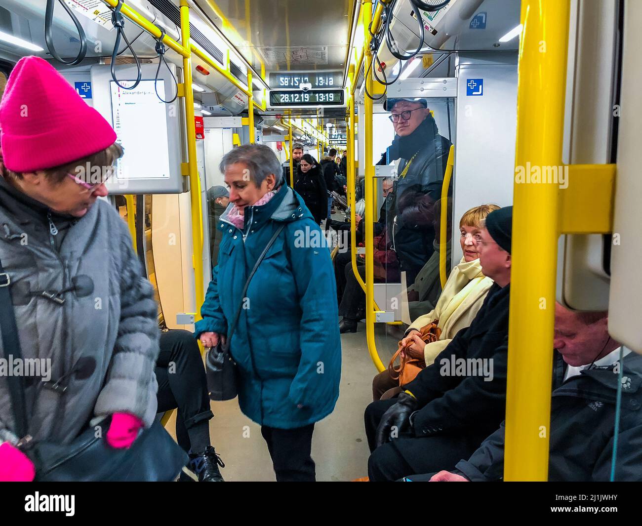 Berlin, Germany, Interior View, Aisle, with People Riding inside Metro ...