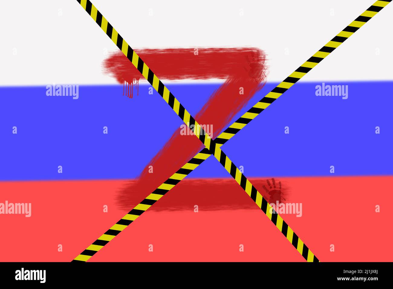 The concept of the Russian flag and the bloody letter Z. The letter Z ...