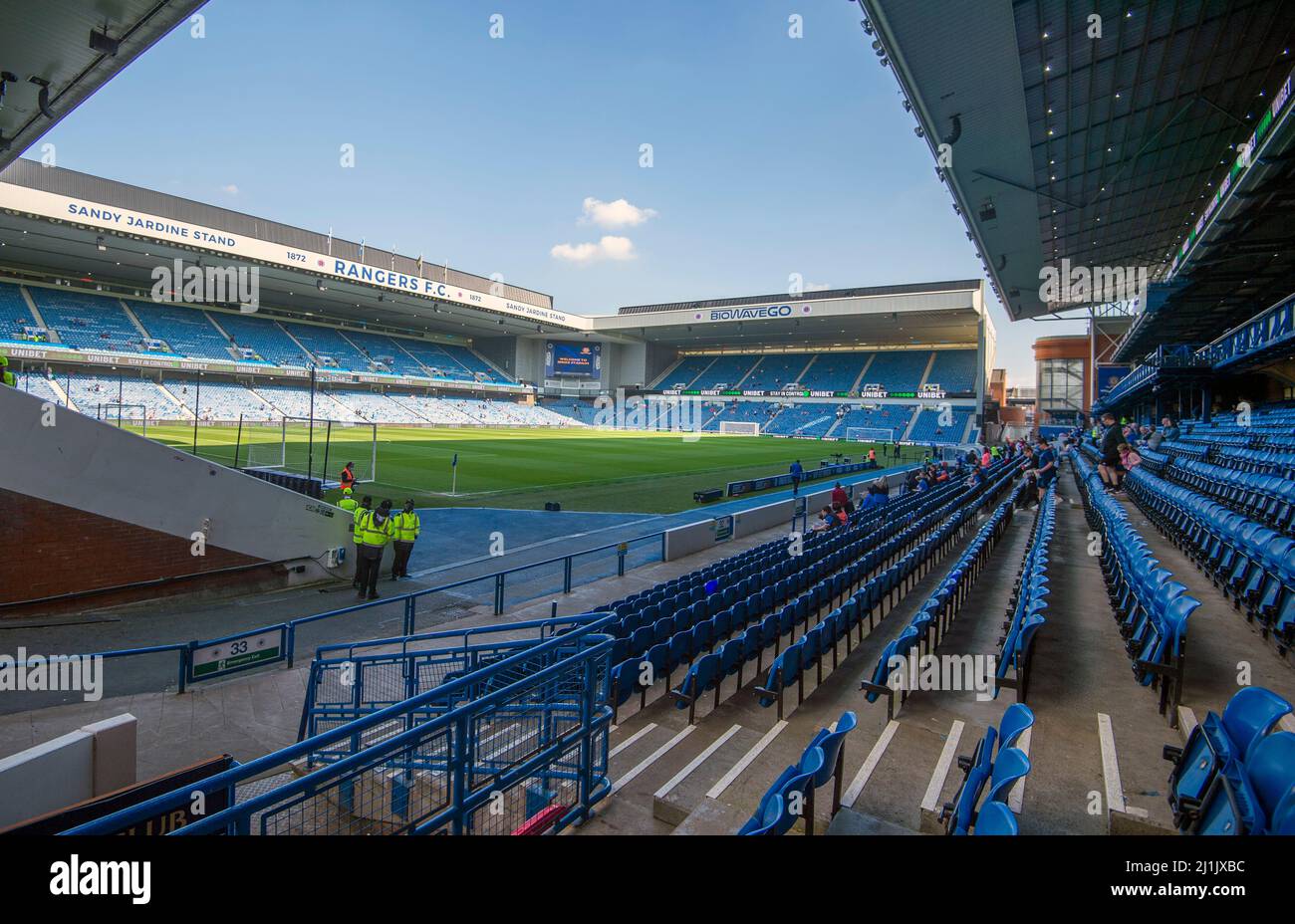 A general view of the pitch and stands before the 150th Anniversary match at the Ibrox Stadium ...
