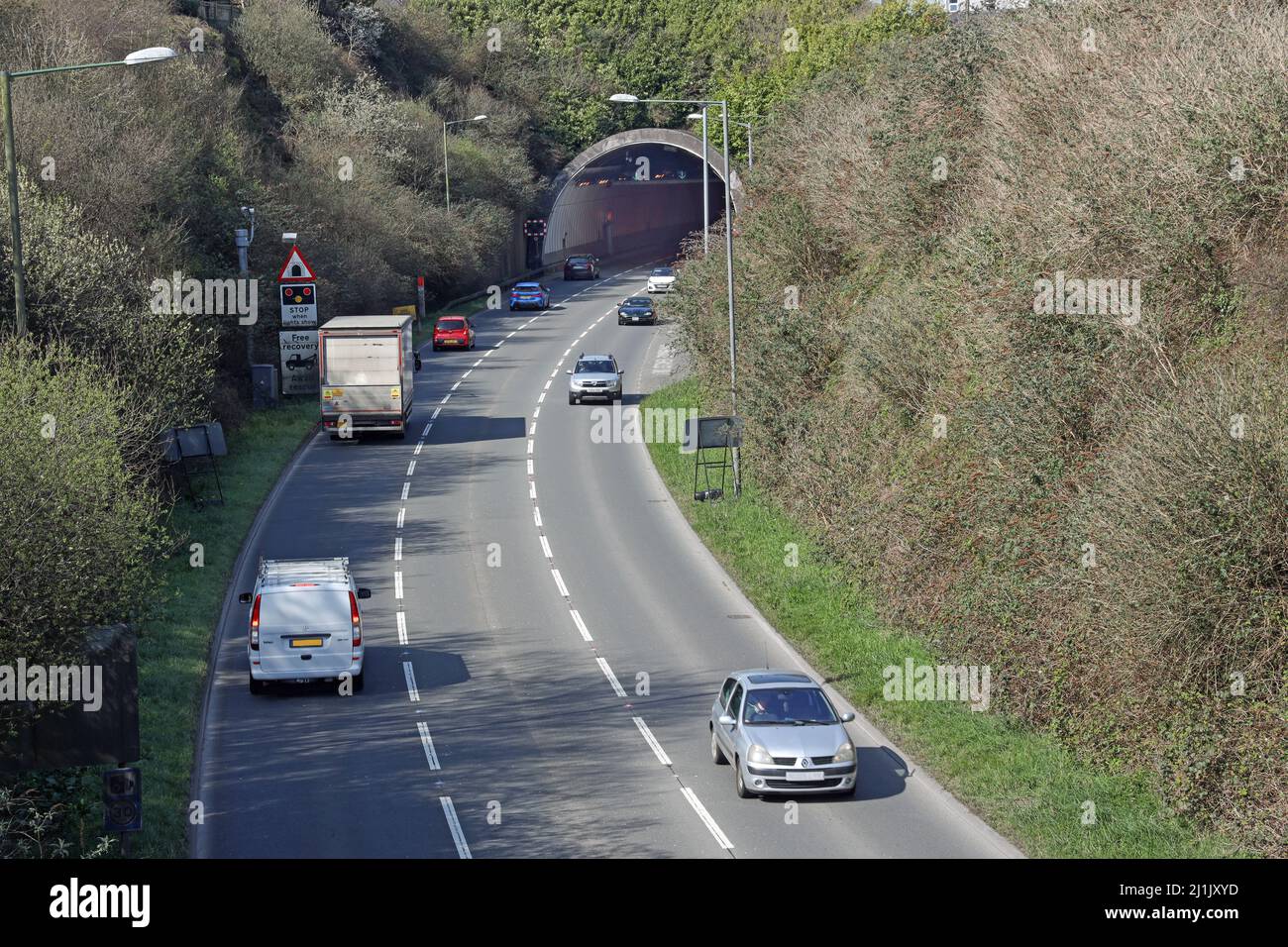 The Saltash Tunnel on the Cornish side of the Tamar Road Bridge takes ...