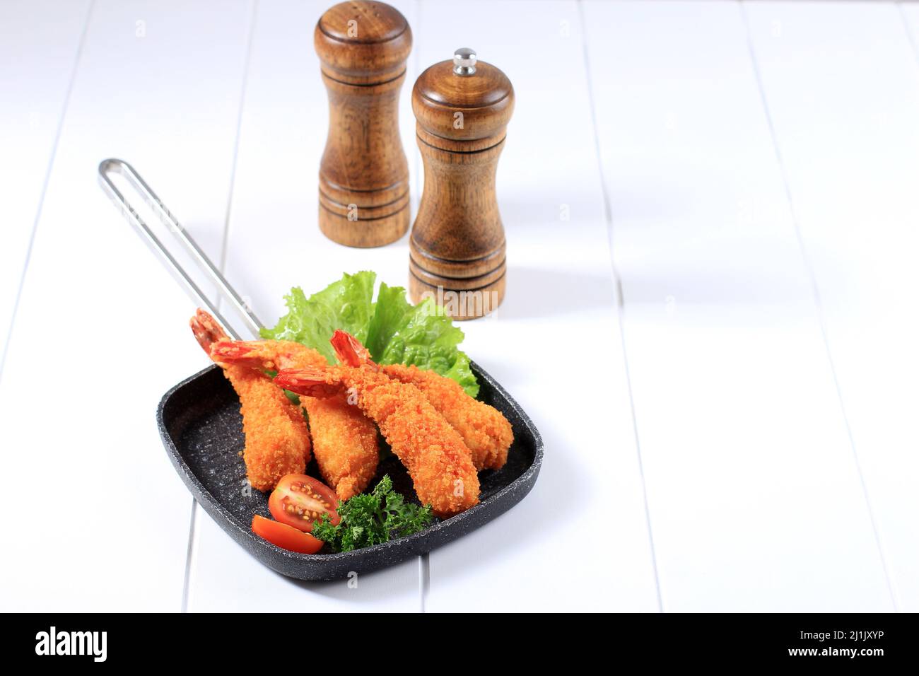 Tempura Shrimp, Deep Fried Coated Prawn with Bread Crumbs on White ...