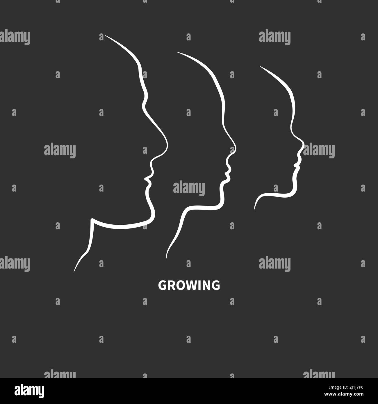 Stages of man maturation from child to adult. Minimalistic logo with ...