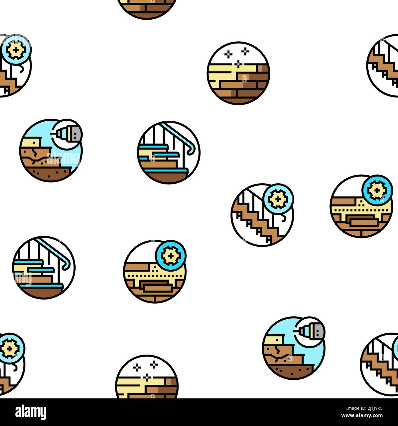 Hardwood Floor And Stair Renovate Vector Seamless Pattern Stock Vector ...