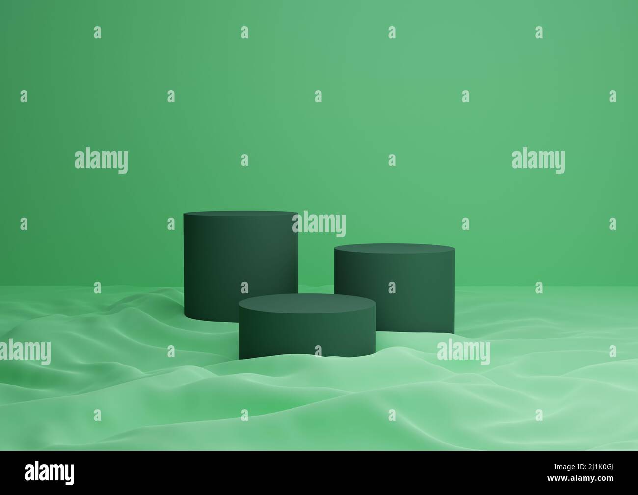 Light and Dark Green Composition of Three Podiums or Stands for Product ...