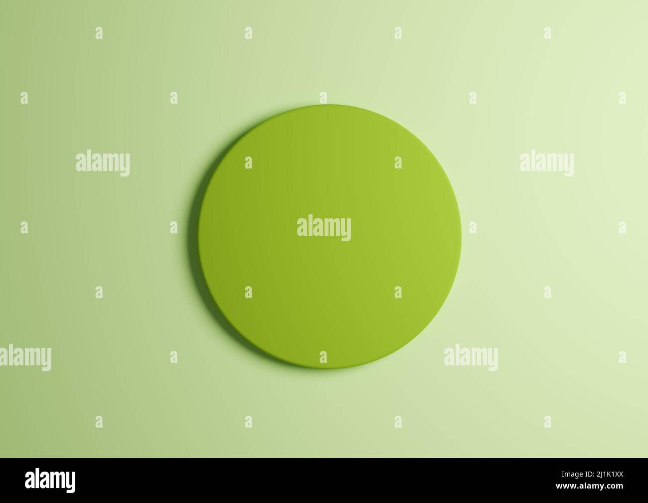 3D illustration of a lime green circle podium or stand top view flat ...