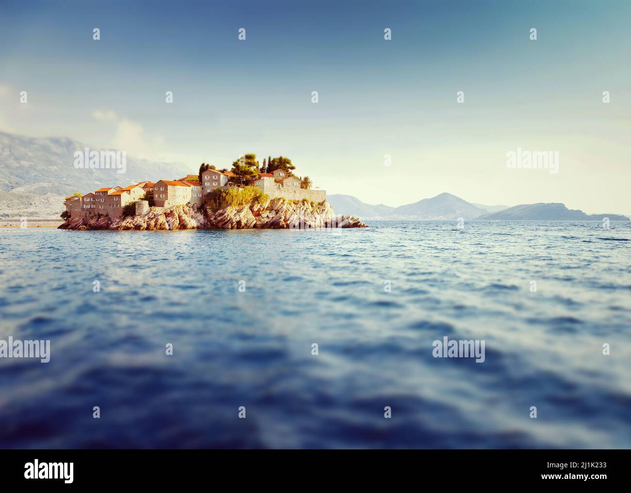 Sveti Stefan, small islet and resort in Montenegro. Balkans, Adriatic ...