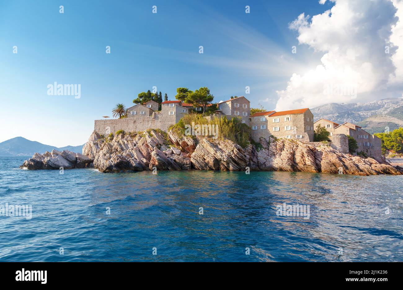 Sveti Stefan, small islet and resort in Montenegro. Balkans, Adriatic ...