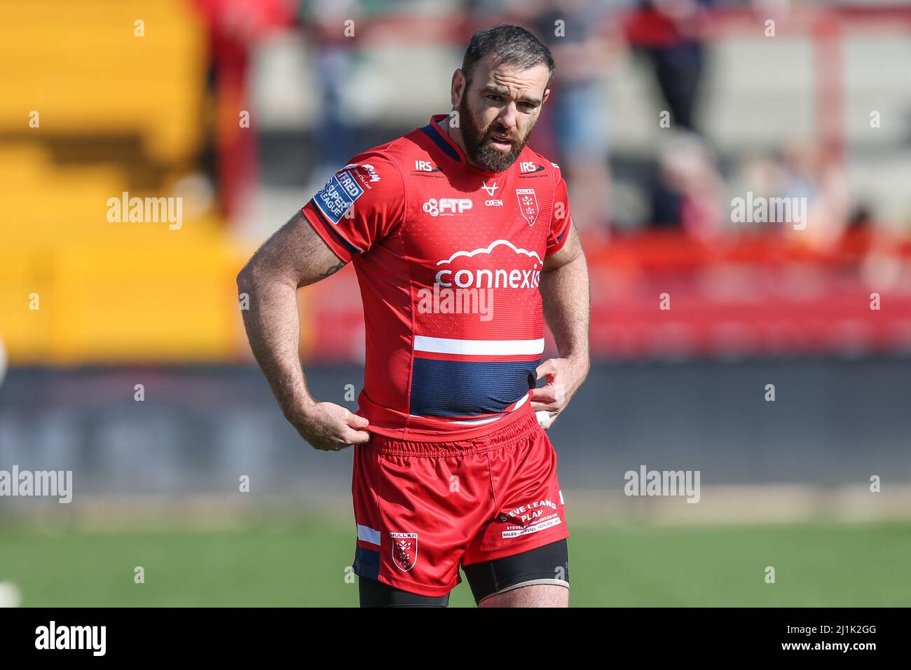 Kane Linnett #12 of Hull KR during pre-game warm up Stock Photo - Alamy