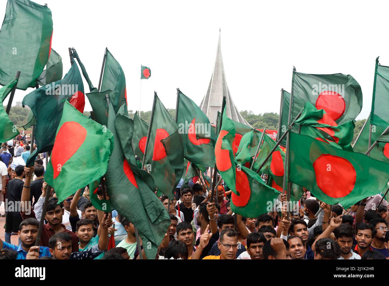 Dhaka, Bangladesh - March 26, 2022: People of various classes and professions come to the ...